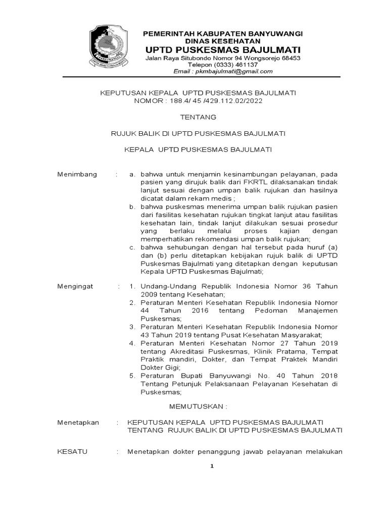 3.7.2.a SK Tentang Rujuk Balik FX | PDF