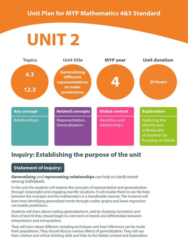 MYP Math Unit: Generalizing & Predictions | PDF | Sampling (Statistics) | Mathematics