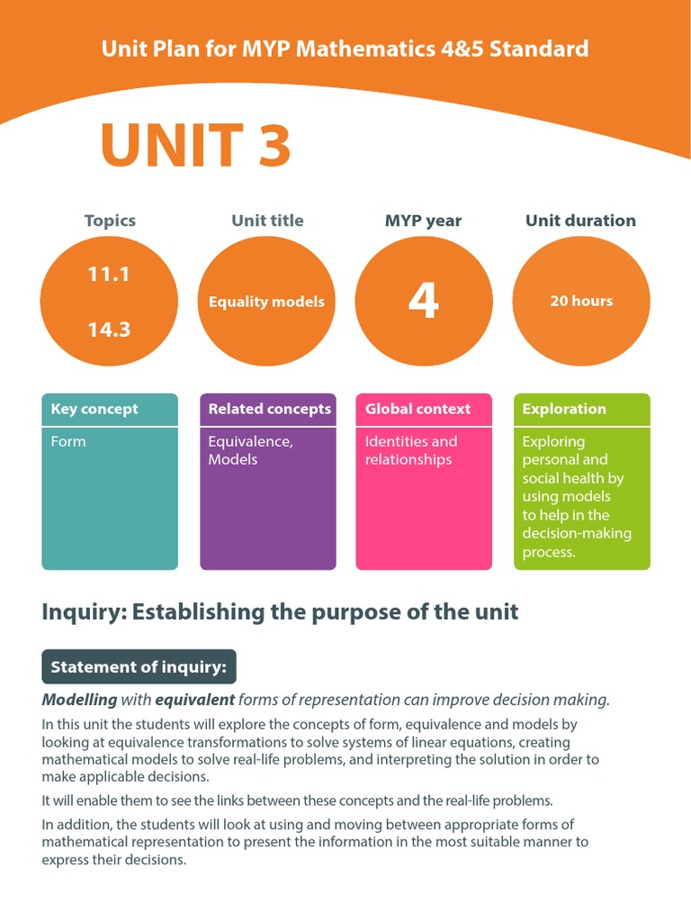 Myp Math Standard Unit 03 | PDF