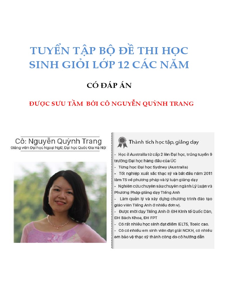 Bộ Đề Thi Hsg Anh 12 Tỉnh - Qgia | PDF