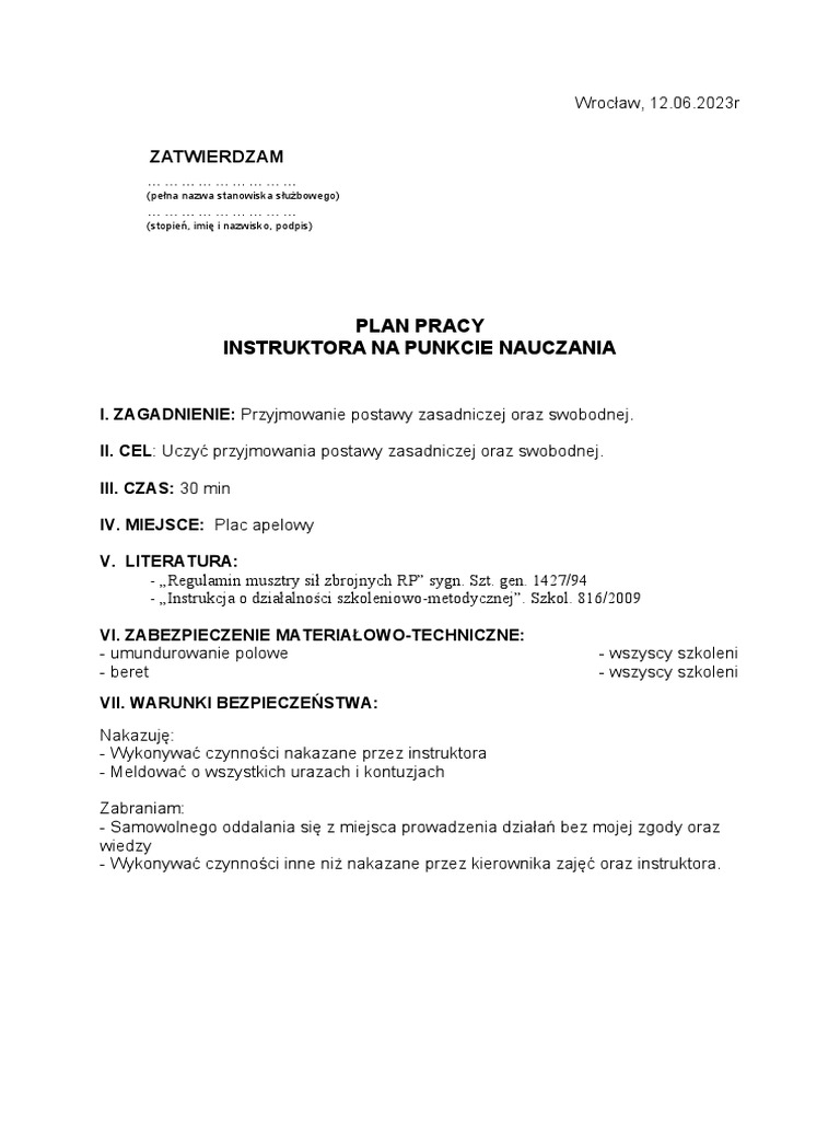 Plan Pracy Dobry + | PDF