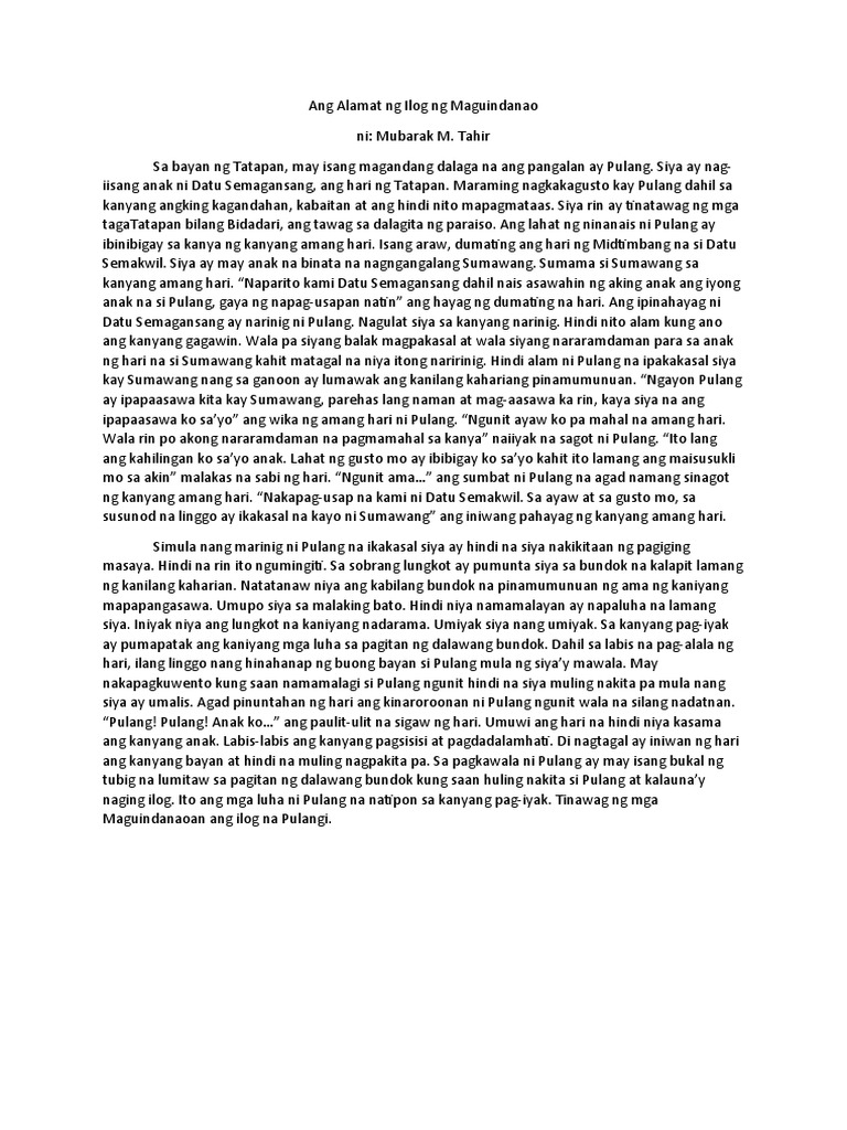 Ang Alamat NG Ilog NG Maguindanao | PDF
