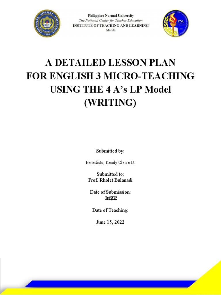 Final Plan English 3 Q4 Microteaching | PDF | Teachers | Sentence ...