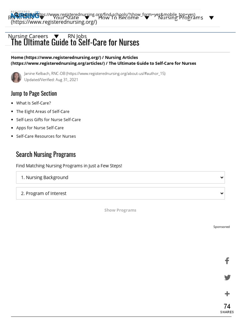 The Ultimate Guide To Self-Care For Nurses | PDF
