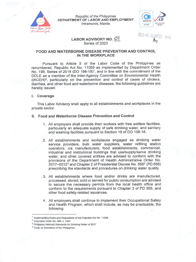 Labor Advisory 01 Series of 2023 | PDF