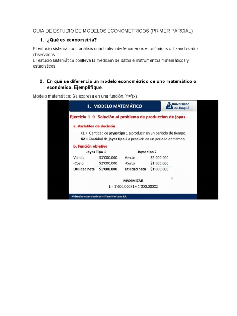 Guia de Estudio de Modelos Econometricos | PDF | Econometría | Hora