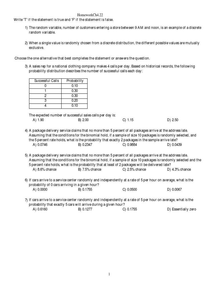 HomeworkCh4 22 | PDF | Probability Distribution | Sampling (Statistics)