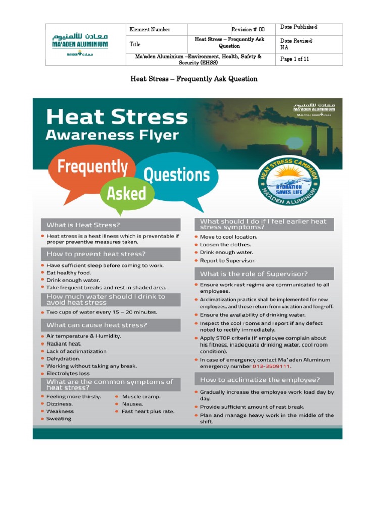 Heat Stress Awareness Flyer - FAQ | PDF