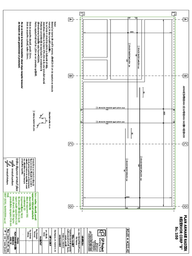 B.R04b - Plan Armare Radier Rezervor [A3-500] | PDF