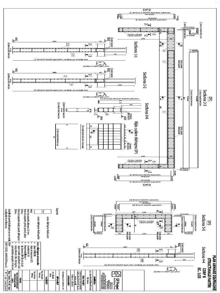 B.R20 - Plan Armare Diafragme Structurale P [A3-700] | PDF
