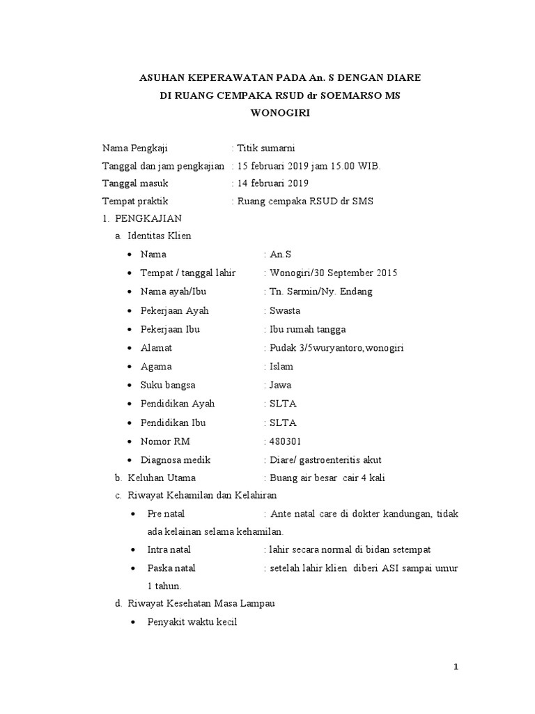 Asuhan Keperawatan Diare Anak di RSUD Wonogiri | PDF | Gaya Hidup