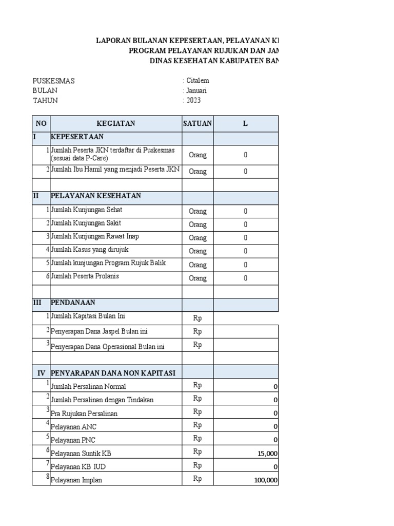 Format Laporan Kunjungan Dan Rujukan - Fix | PDF