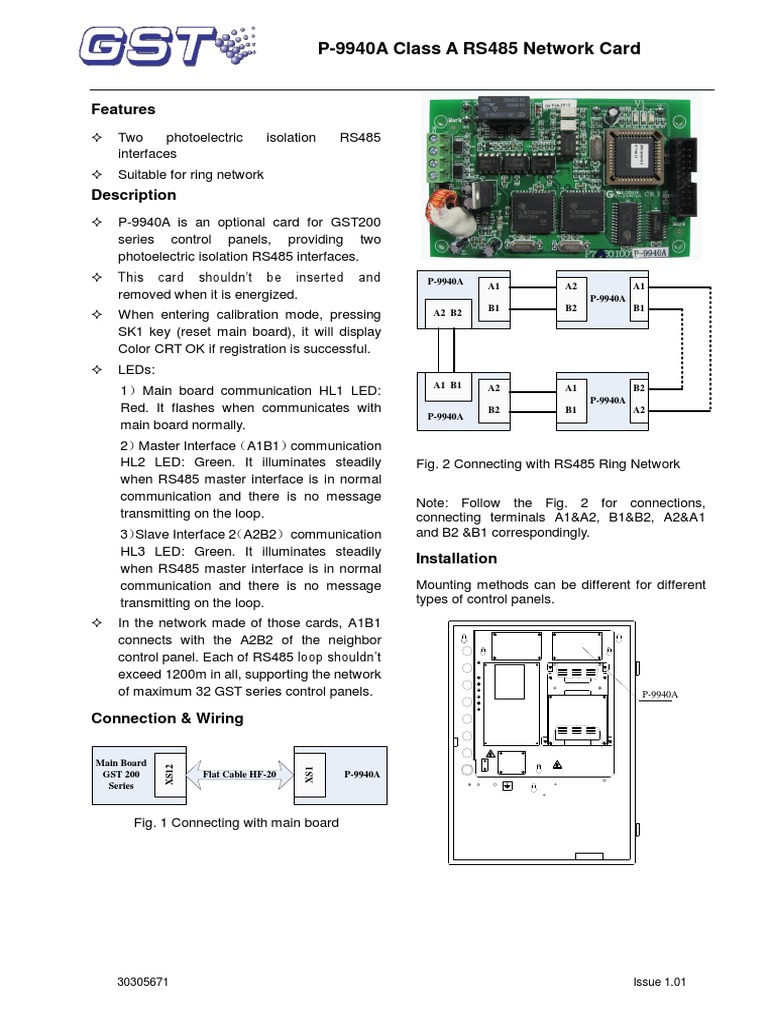 P-9940A Class A RS485 Network Card Issue1.01 | PDF | Computer Network ...
