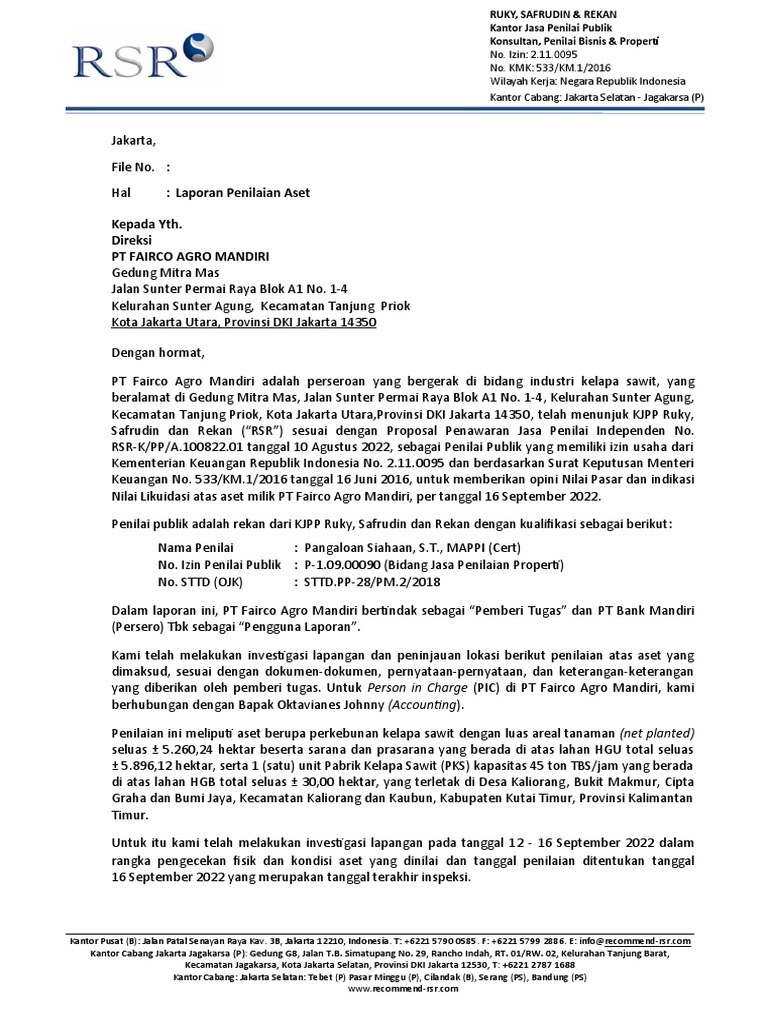 Narasi PT Fairco Agro Mandiri Final - 28032022 FD | PDF