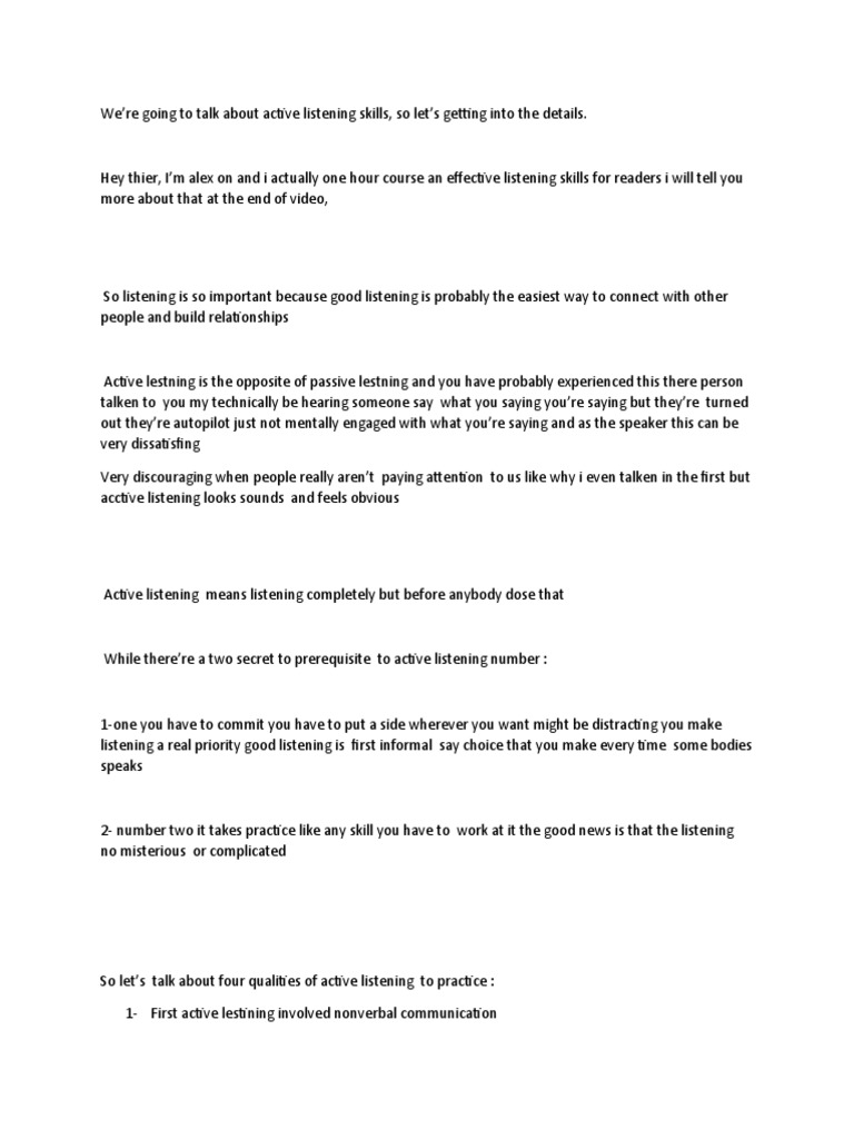 Active Listening Pdf Nonverbal Communication Communication