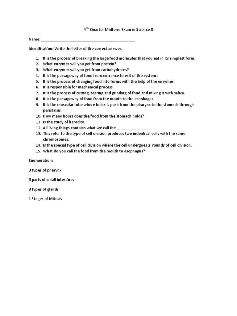 4TH Quarter Midterm Exam in Science 8 | PDF