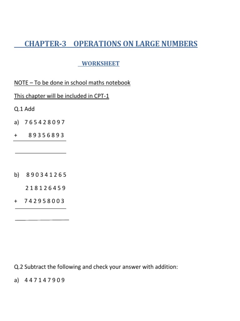 Class-5 Maths Worksheet-2A | PDF