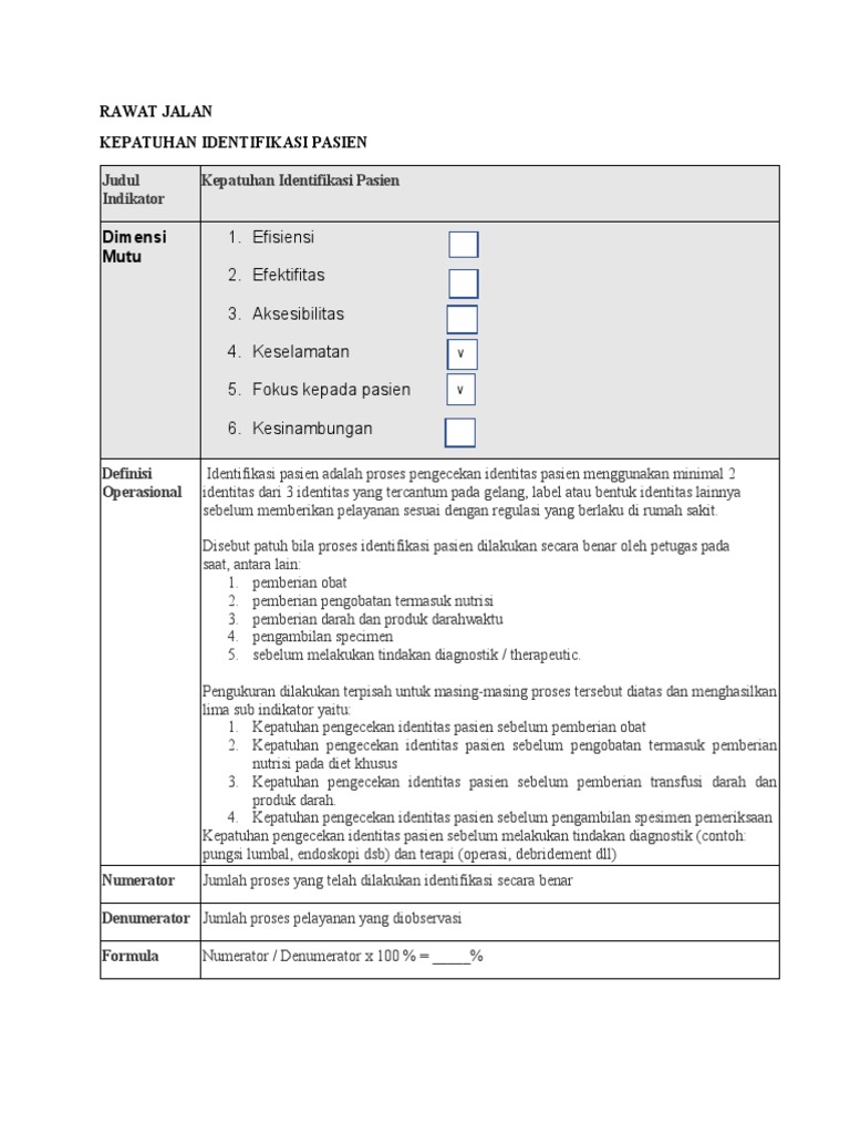 Indikator Mutu Rawat Jalan Pdf