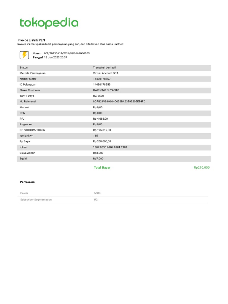 Invoice Listrik | PDF