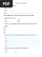Grade 7 Fraction Test | PDF | Fraction (Mathematics) | Mathematical Objects