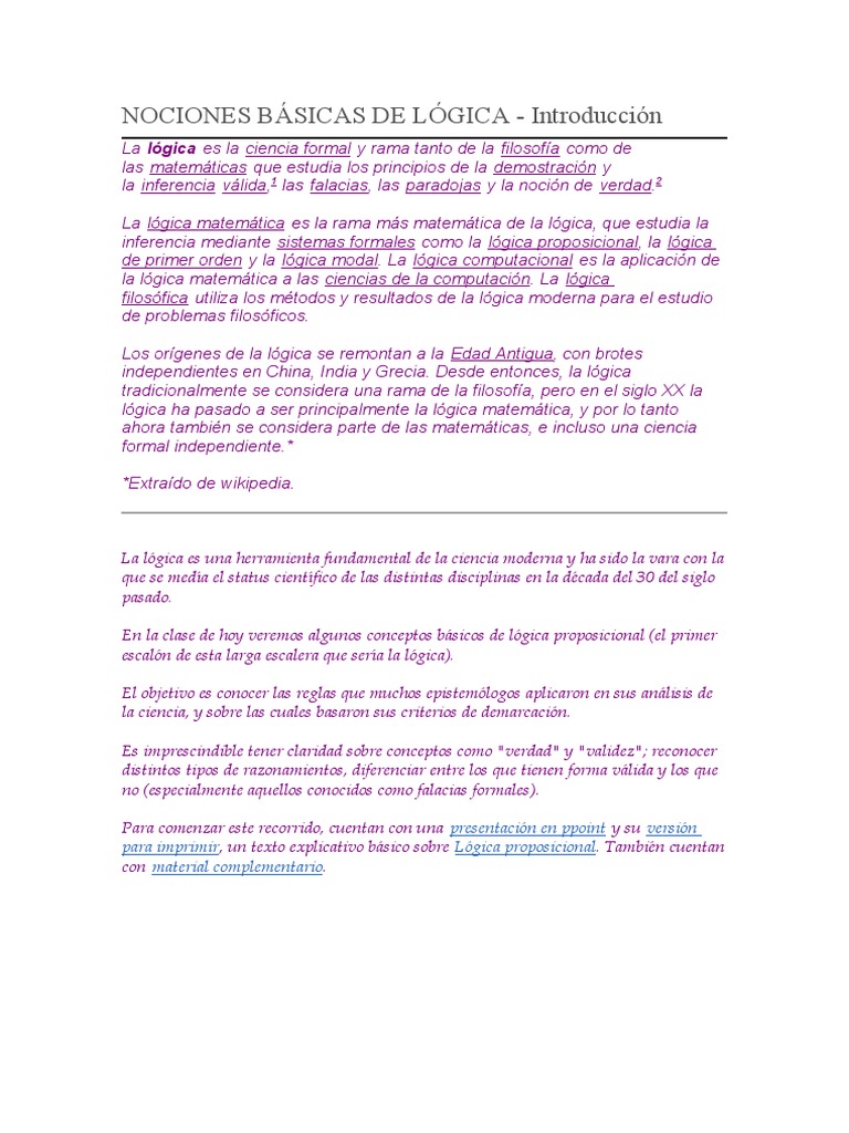 Introducción a la Lógica Básica | PDF