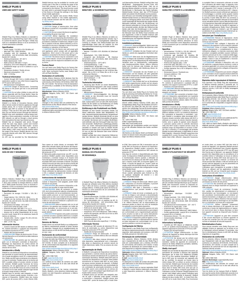 User Manual Shelly Plug S | PDF
