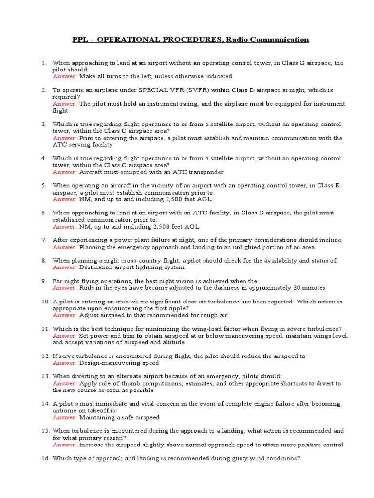 Operational Procedure and Radio Comunication (PPL) | Download Free PDF ...