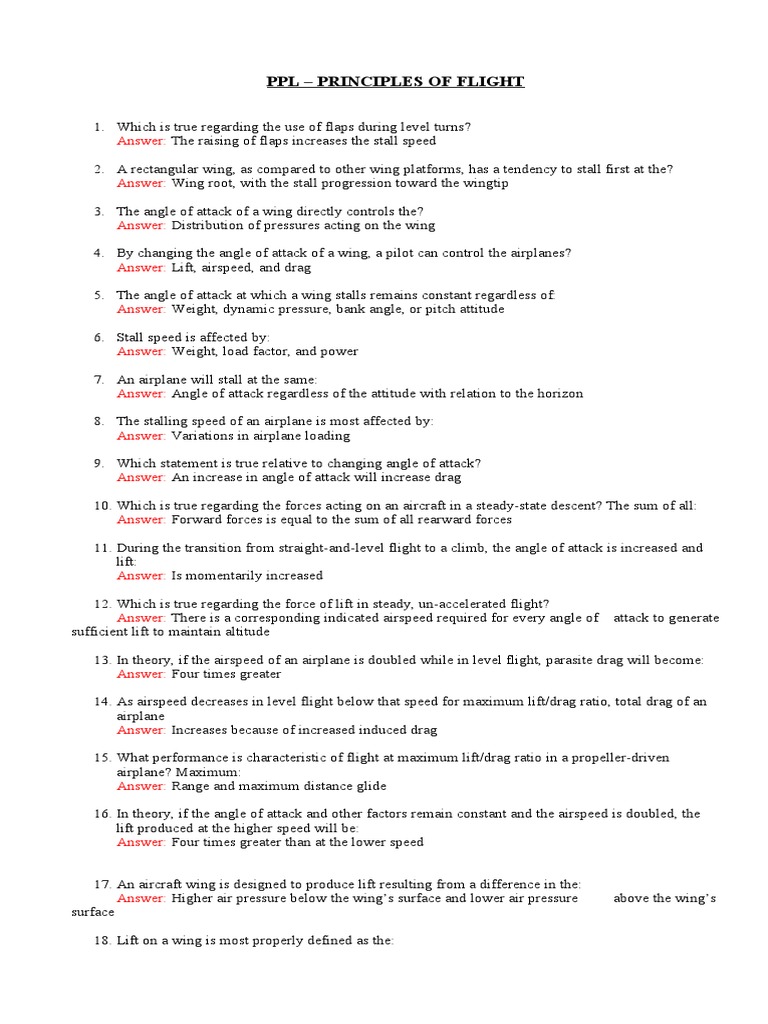 Principles of Flight (PPL) | PDF | Lift (Force) | Flight