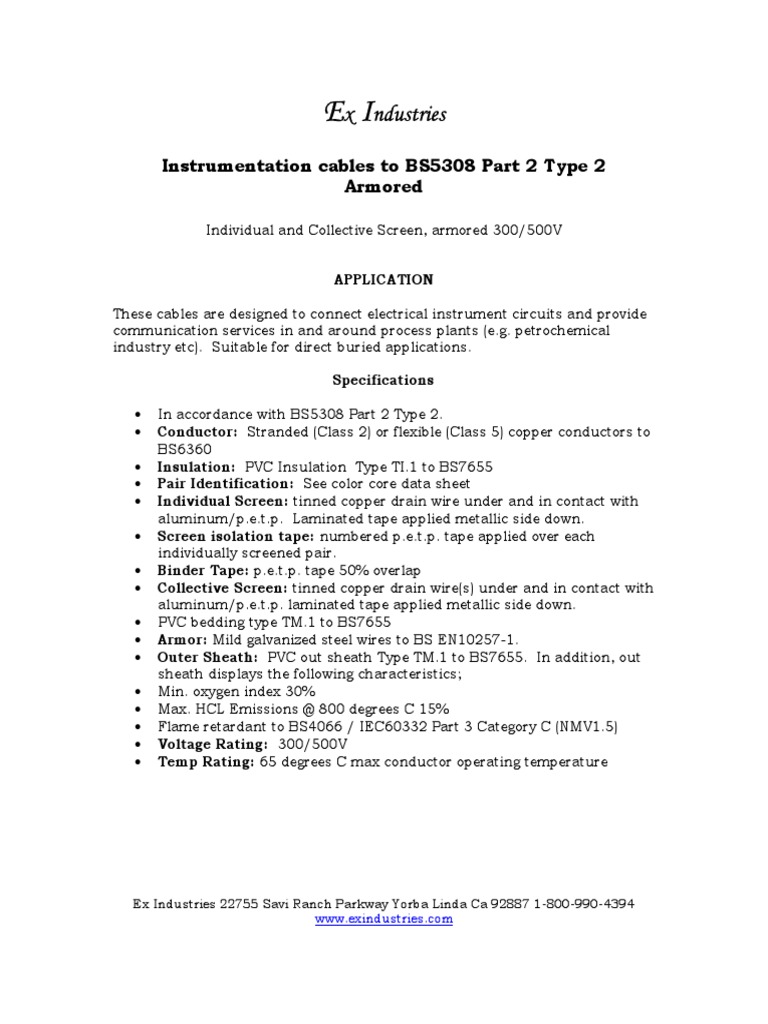 BS5308 Part 2 Type 2 Individual and Collectively Screened | PDF | Wire ...