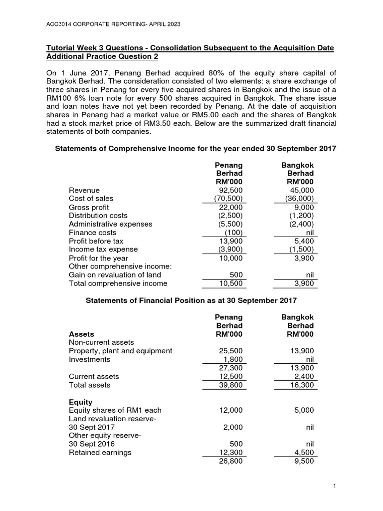 Tutorial Week 3 Questions 1 | PDF | Revenue | Income
