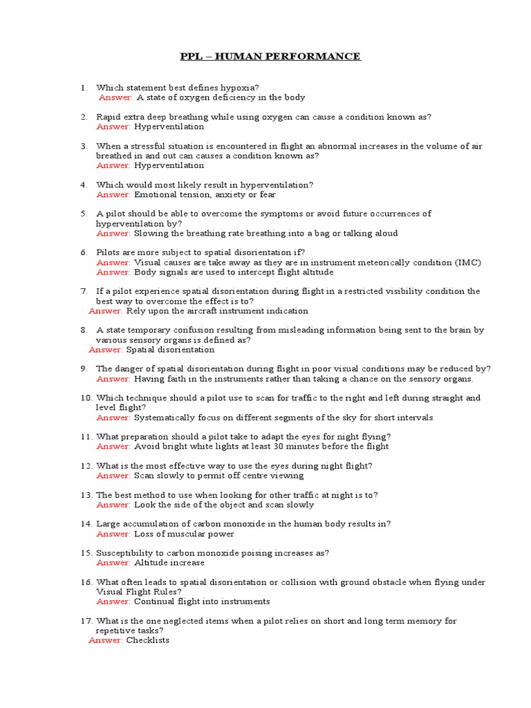 Human Performance (PPL) | PDF | Hypoxia (Medical) | Breathing