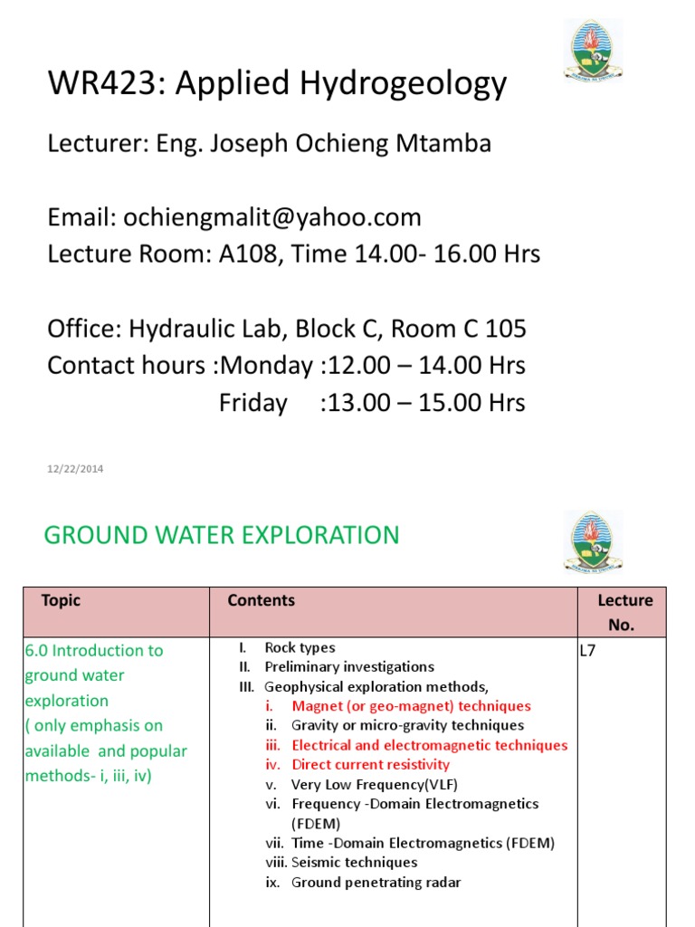 Lecture 6_Ground Water Investigations | PDF | Aquifer | Rock (Geology)