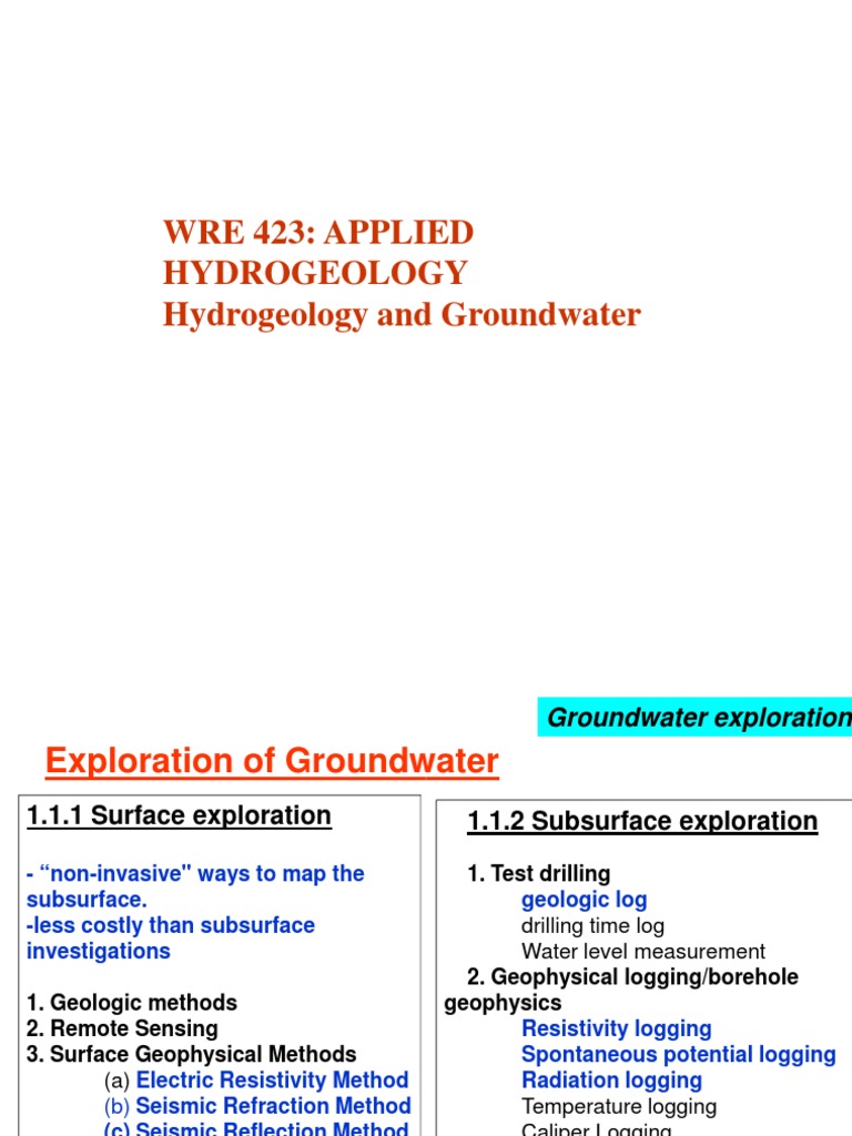 Lecture 6 - Ground Water Investigations - Additional | PDF