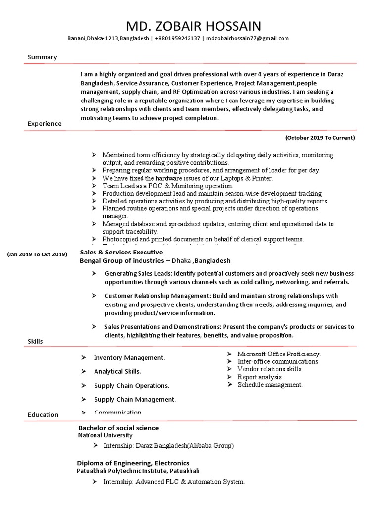 Resume of MD Fazle Rabbi - 3 | PDF | Sales | Supply Chain Resume of MD Fazle Rabbi - 3 | PDF | Sales | Supply Chain