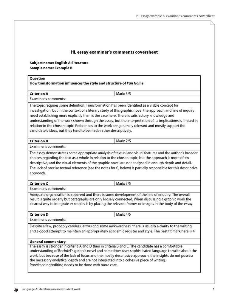 Lit HL Essay Example B Comm en | PDF