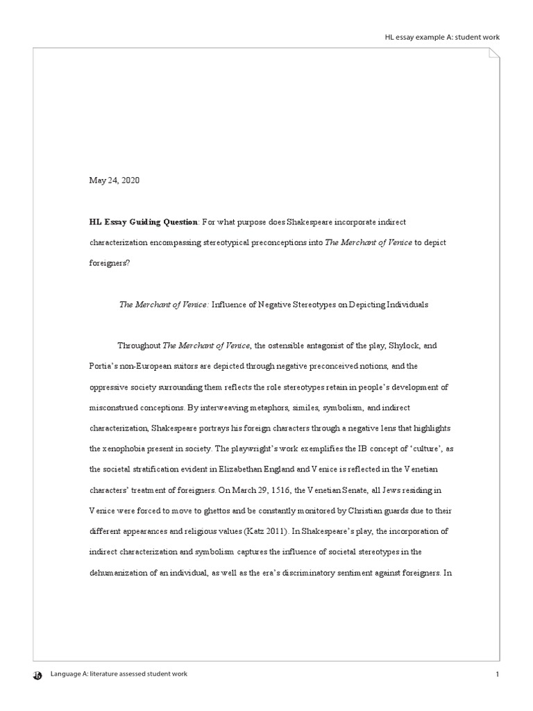 Lit HL Essay Example A en | PDF