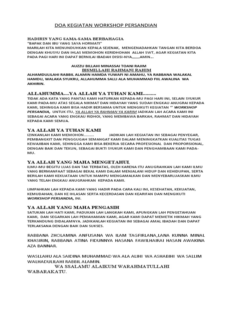 Doa Kegiatan Forum Data | PDF