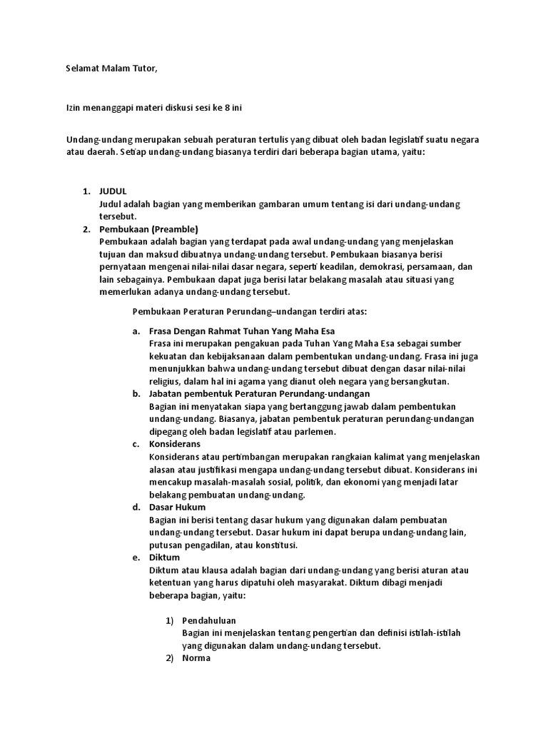 Format Pembukaan Undang-Undang | PDF