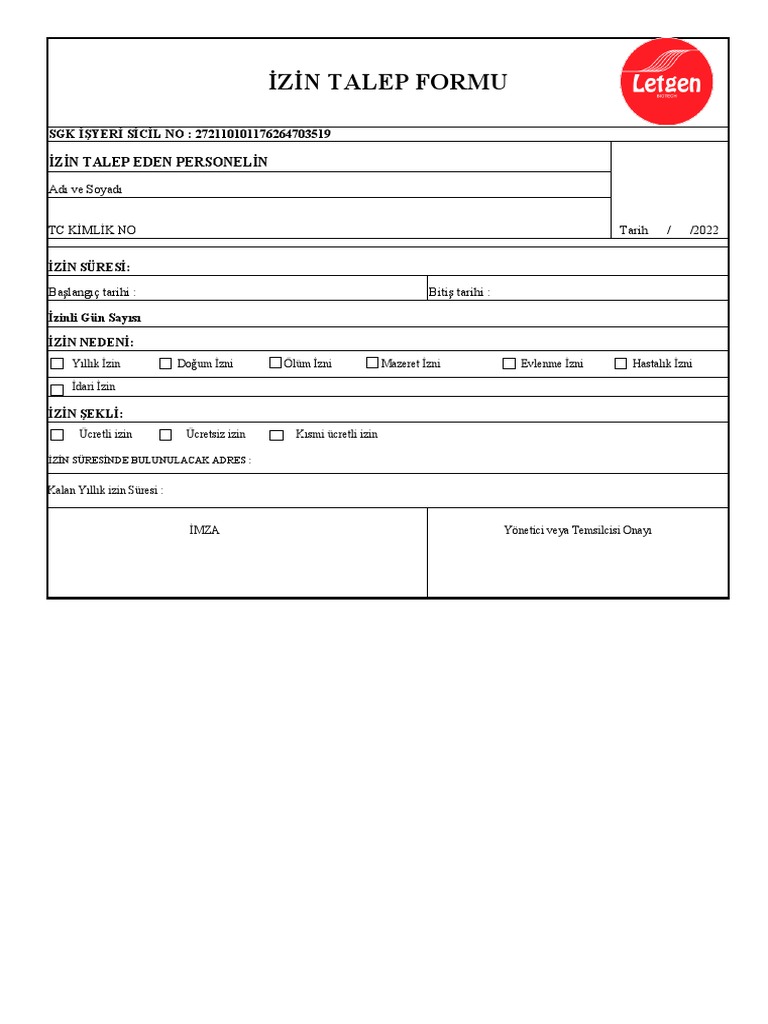 İZİN FORMU | PDF