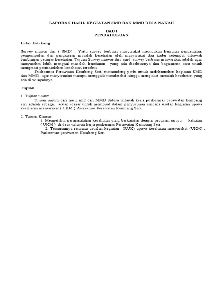 LAPORAN SMD Dan MMD 2019 Aris | PDF