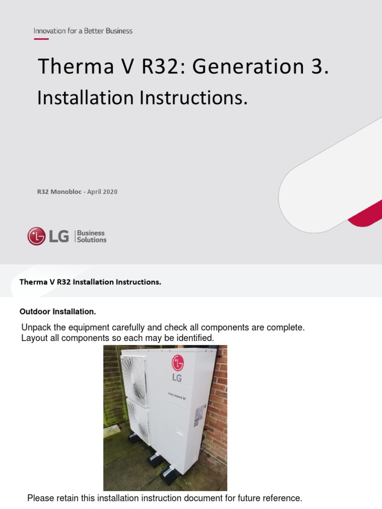LG Therma V R32 MONOBLOC Installation Manual | PDF