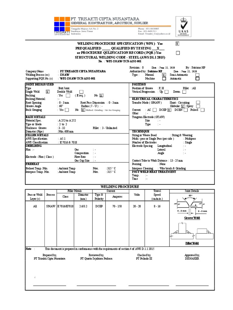 WPS SCR | PDF | Welding | Construction