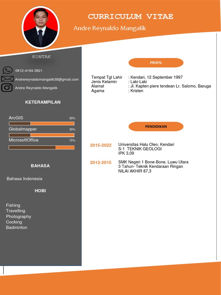 CV Andre Reynaldo Mangalik | PDF