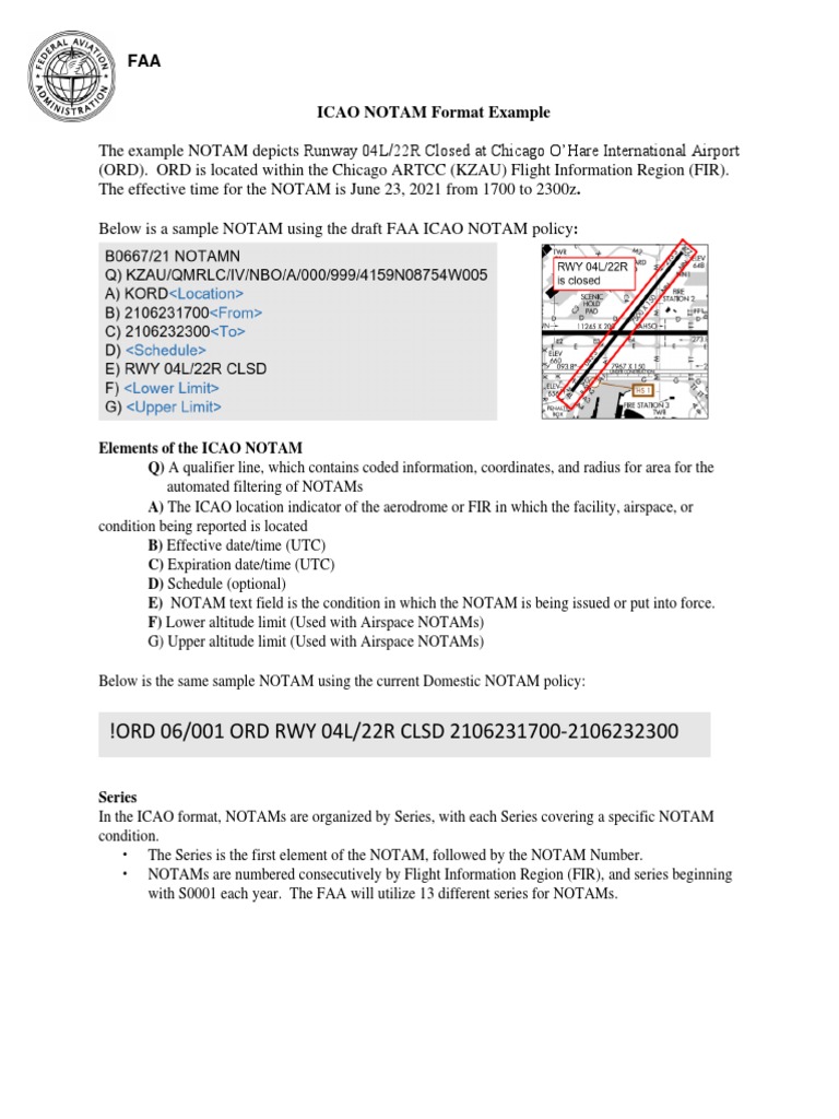 ICAO NOTAM Format Example | PDF | Air Traffic Control | Runway