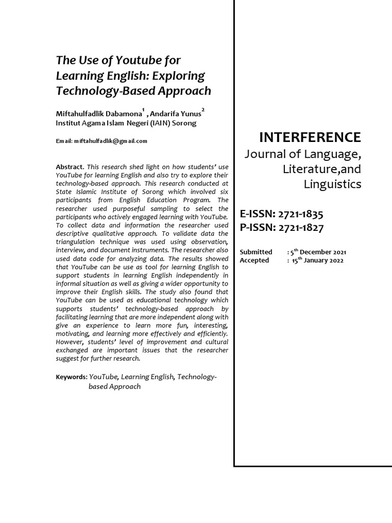 The Use of Youtube For Learning English | PDF | Learning | Educational ...