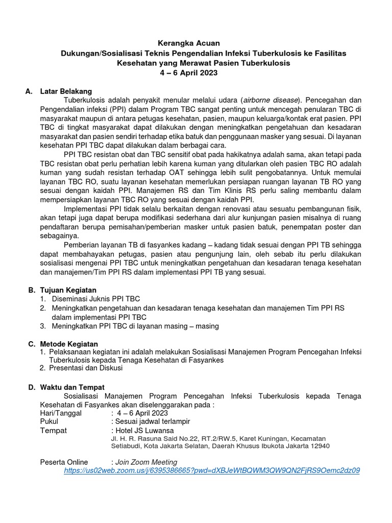 2023 - TOR Sosialisasi PPI TBC | PDF