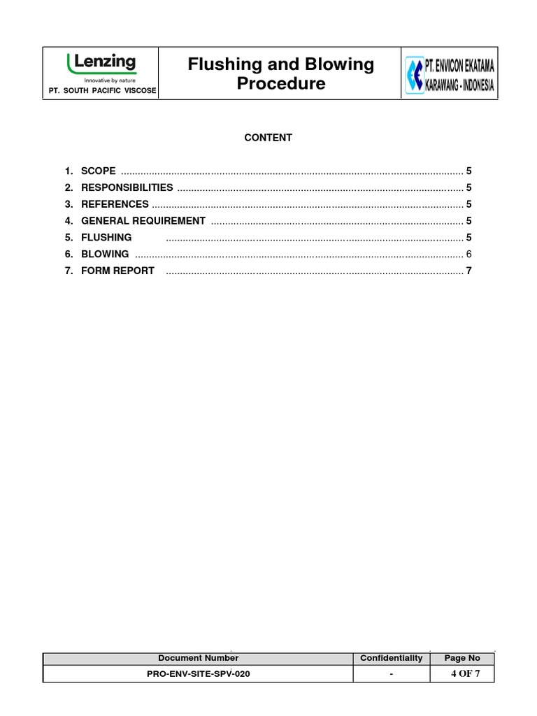 PRO-EnV-SITE-SPV-020 A IFR Flushing and Blowing Procedure | PDF | Pipe (Fluid Conveyance) | Gases