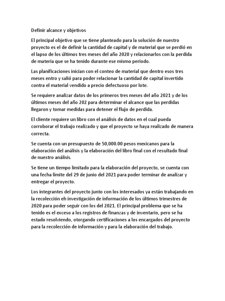 Definir alcance y objetivos | PDF