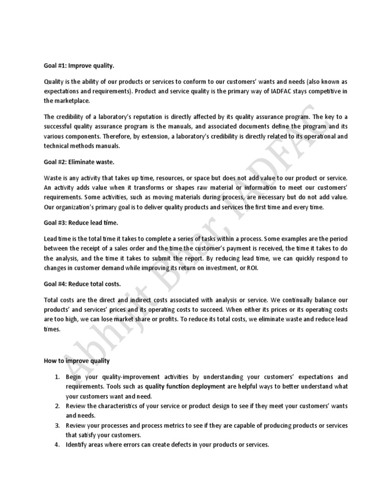 Steps To Improve Quality | PDF | Cost | Inventory