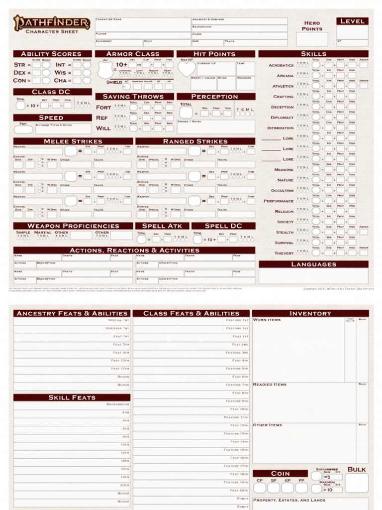 Main Sheet Pf2e | PDF
